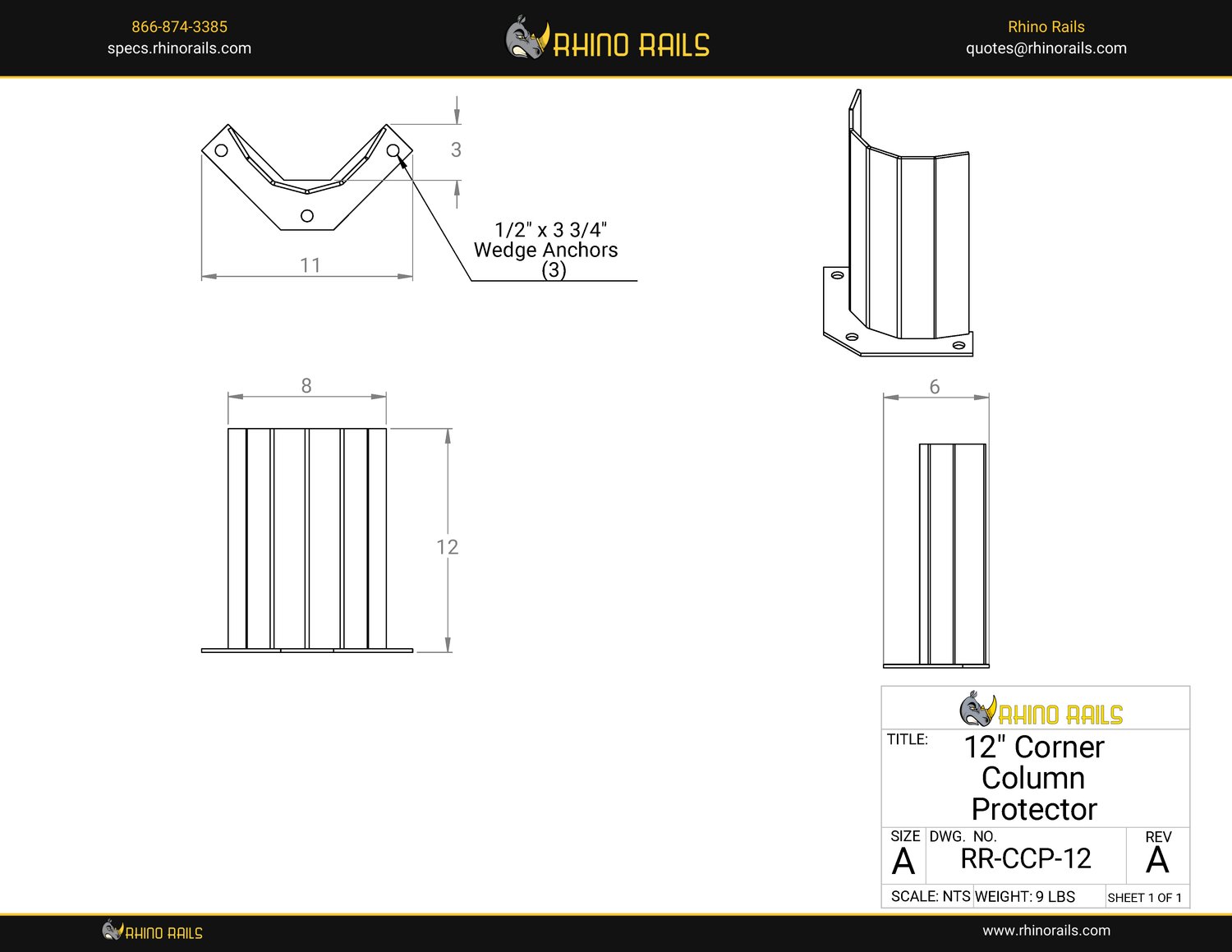 RR-CCP12 - Product Detail Drawing — Rhino Rails