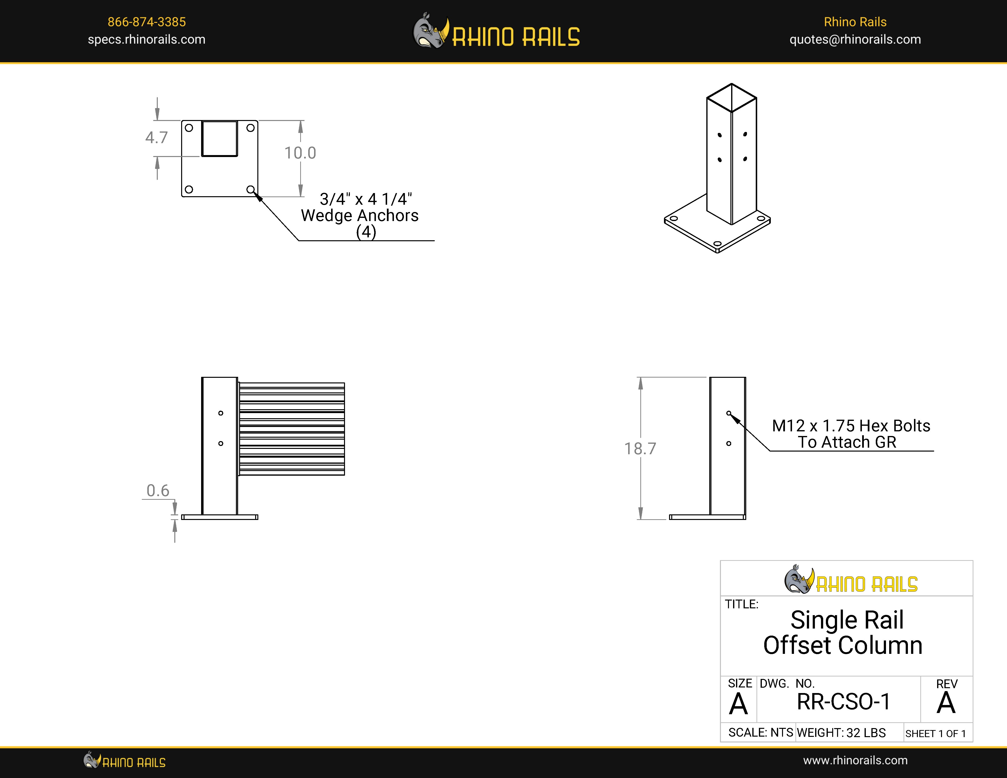 Install Your RR-CSO-1: Specs & Drawing Guide | Rhino Rails