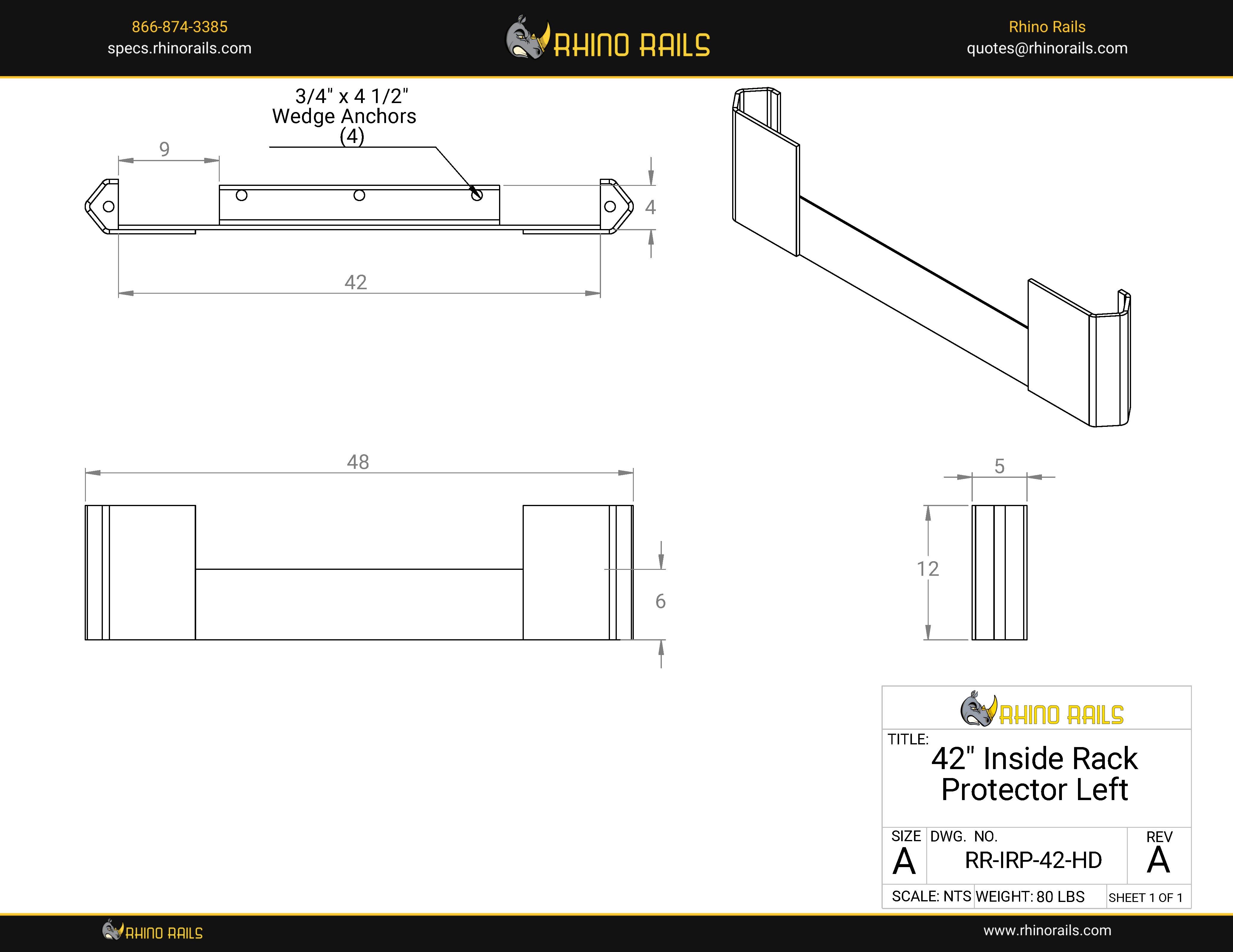 Install RR-IRP-42-HD: Specs & Drawing Guide - Rhino Rails