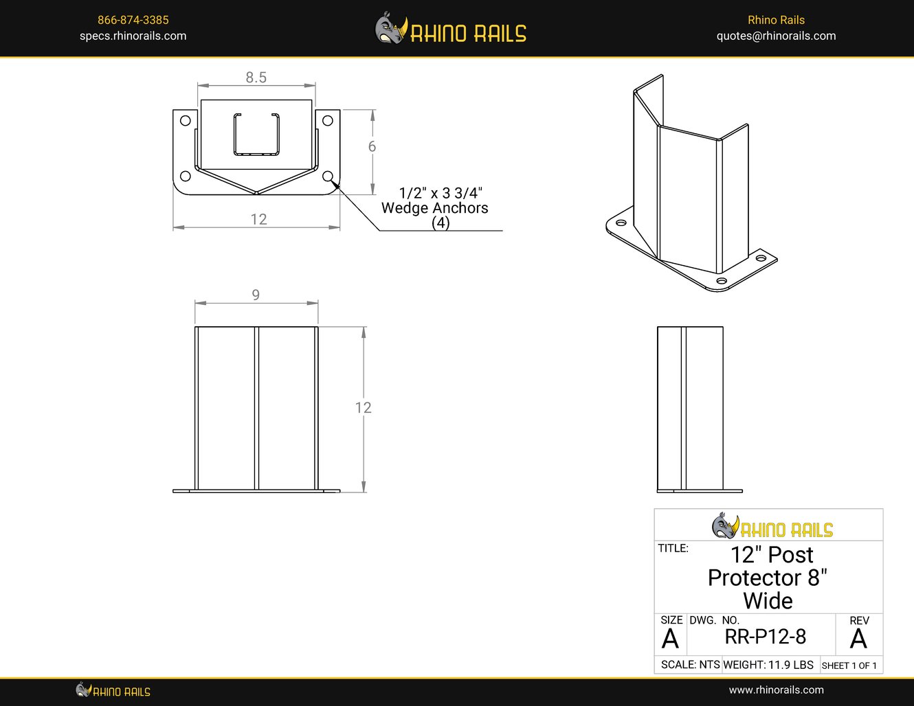 RR-P12-8 Installation & Specs Guide - Rhino Rails