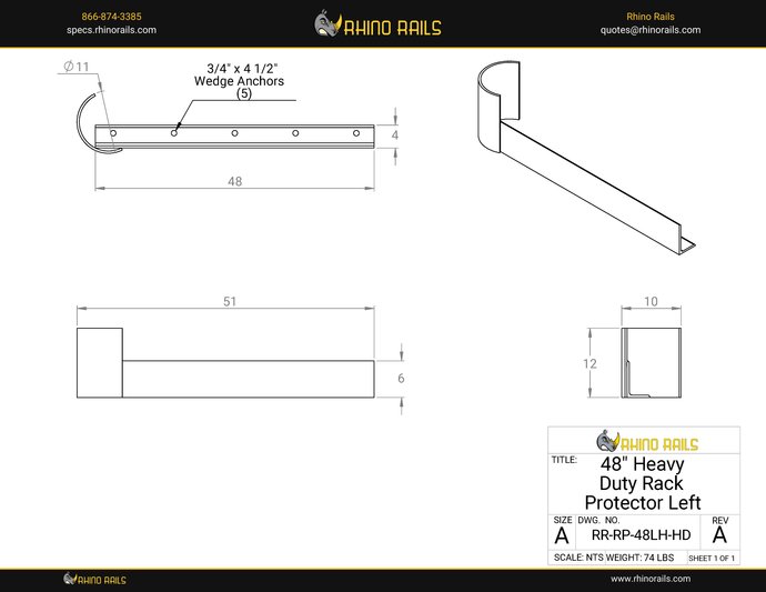 RR-RP-48LH-HD - Product Detail Drawing — Rhino Rails