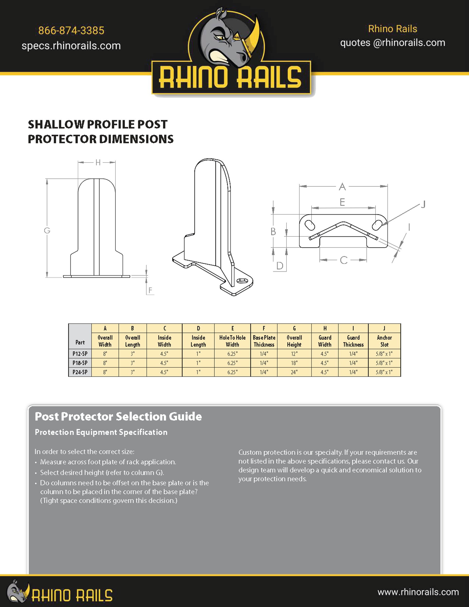 Shallow Profile Post Protector - Product Info Sheet — Rhino Rails